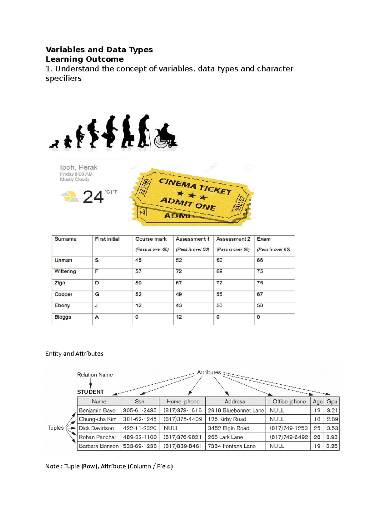 Week 2 Exercise Variable Variables And Data Types Learning Outcome 1 Understand The Concept