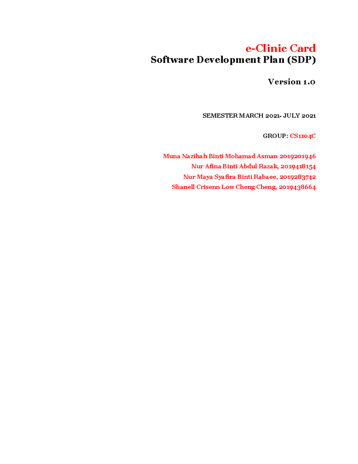 ISP250 SDP Project - e-Clinic Card Software Development Plan (SDP ...