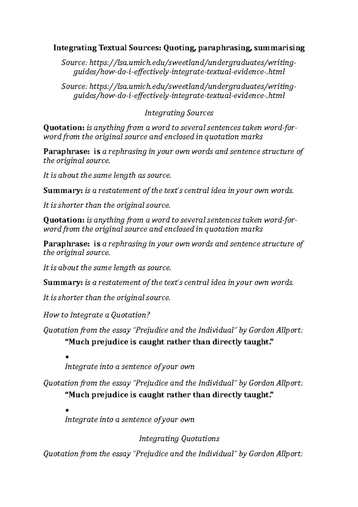 How to effectively use sources in writing - Integrating Textual Sources ...