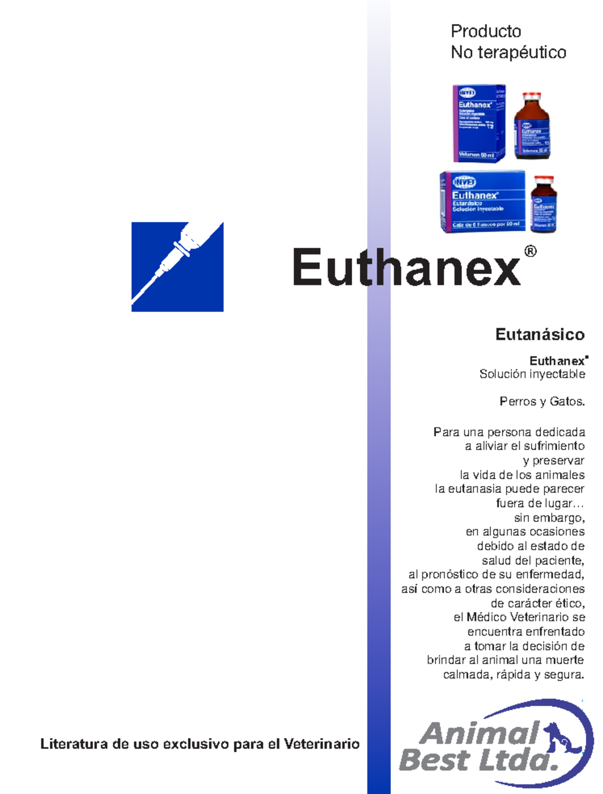 Euthanex - Veterinaria - Eutanásico Euthanex Solución inyectable Para ...