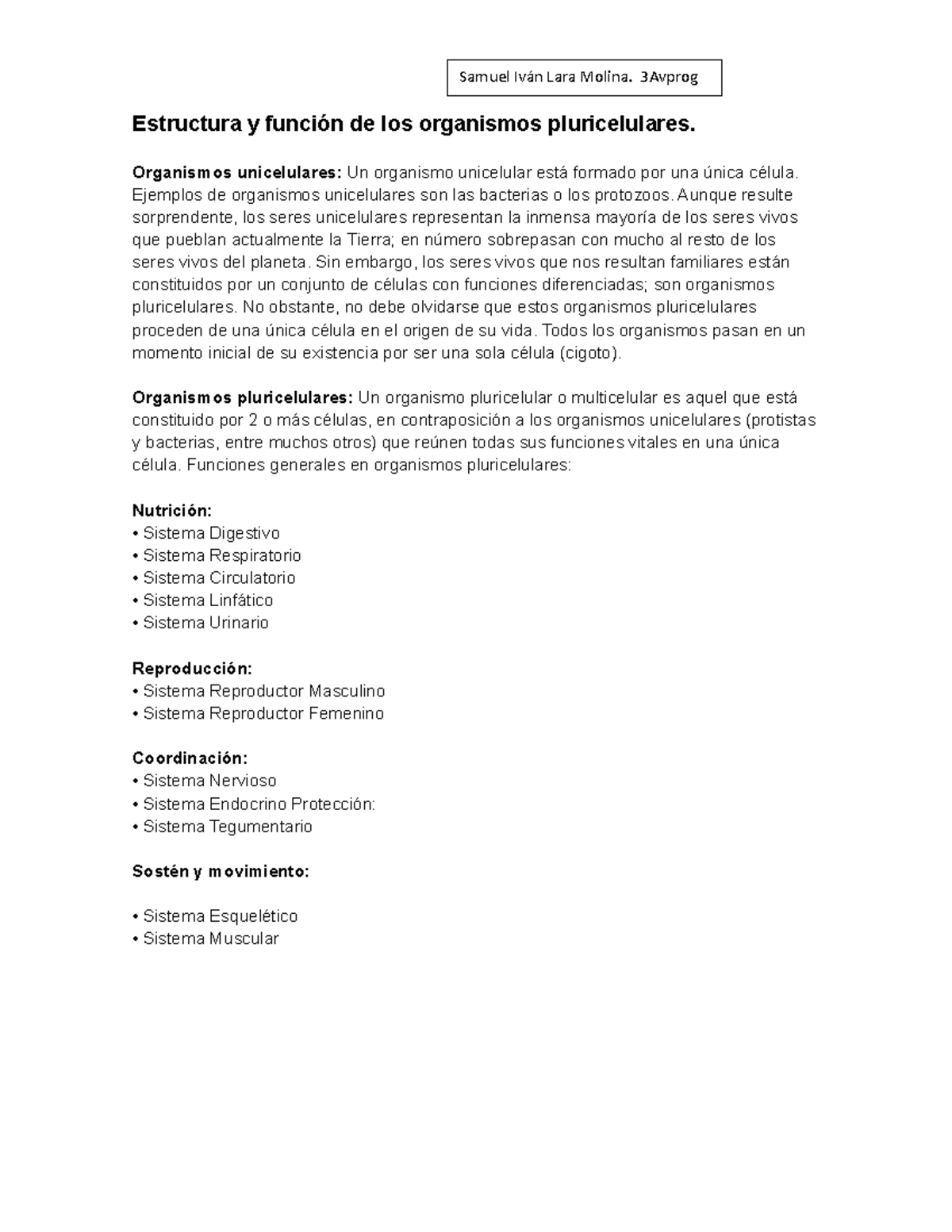 Estructura y funcion de los organismos p - Estructura y función de los ...