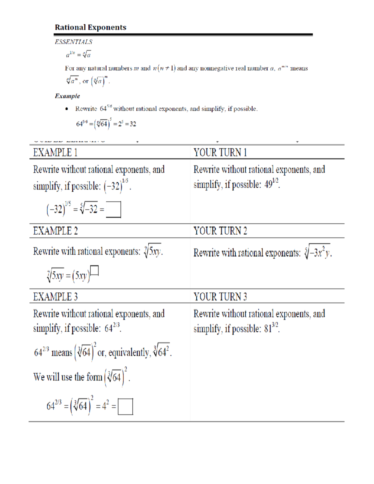 6.2 Rational Exponents-lecture notes - Rational Exponents ESSENTIALS Ja ...