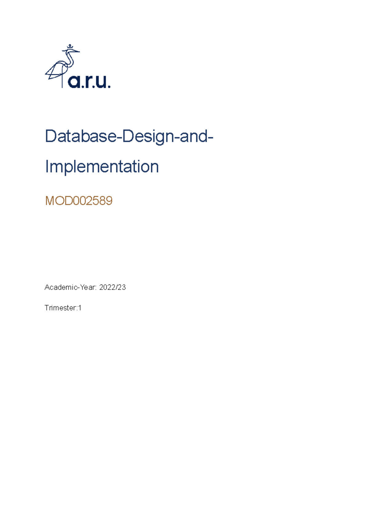 Database Assignment Database Design And Implementation Mod Academic