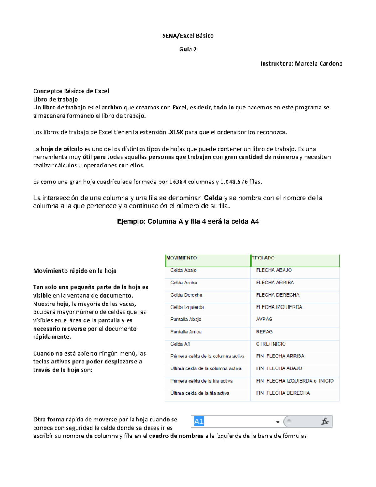 Guia 2 - SENA/Excel Básico Guía 2 Instructora: Marcela Cardona ...