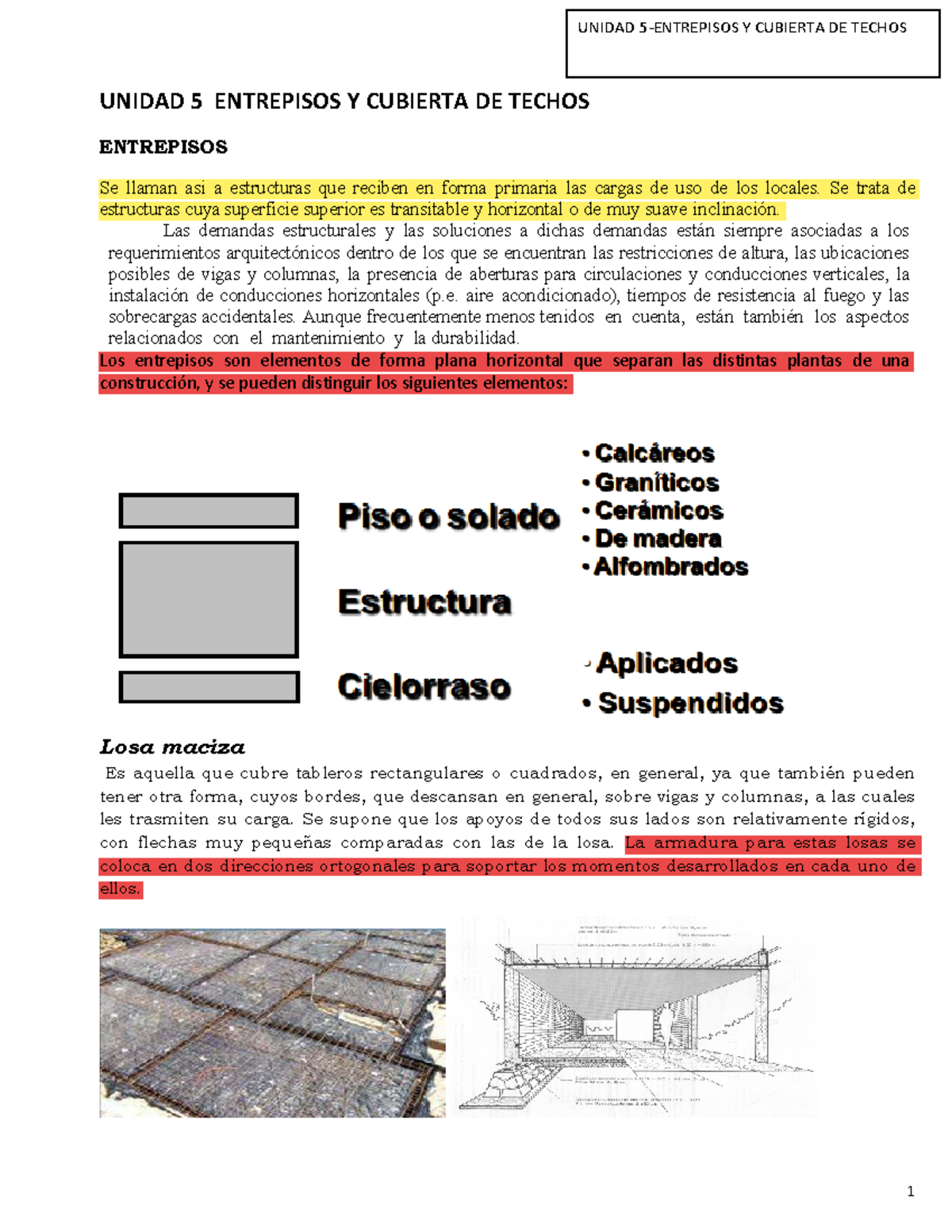 Unidad 5 - tecno 1 - UNIDAD 5 ENTREPISOS Y CUBIERTA DE TECHOS ...