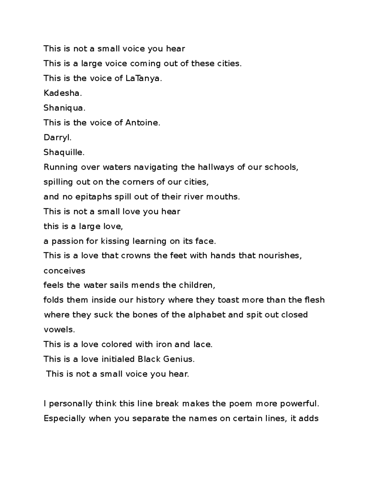 Module three Poem assignment - This is not a small voice you hear This ...