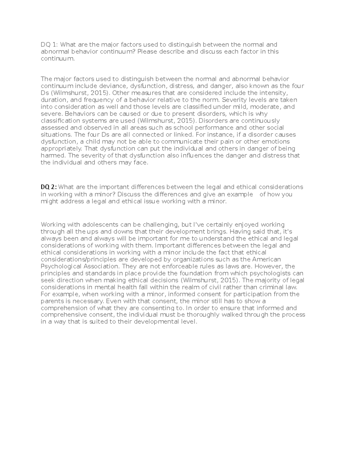 Topic 1 Discussion Questions 1 & 2 - BHS-455 - GCU - Studocu