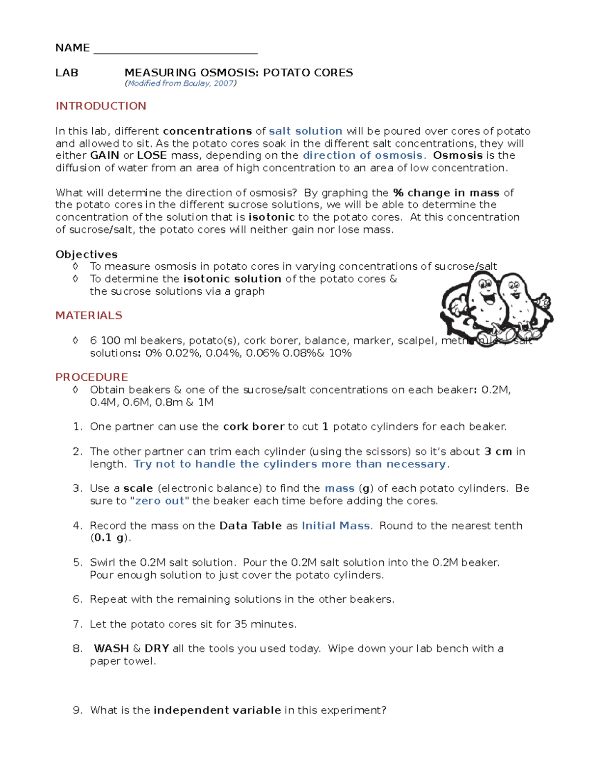 02Osmosis ws - NAME _______________________________ LAB MEASURING ...