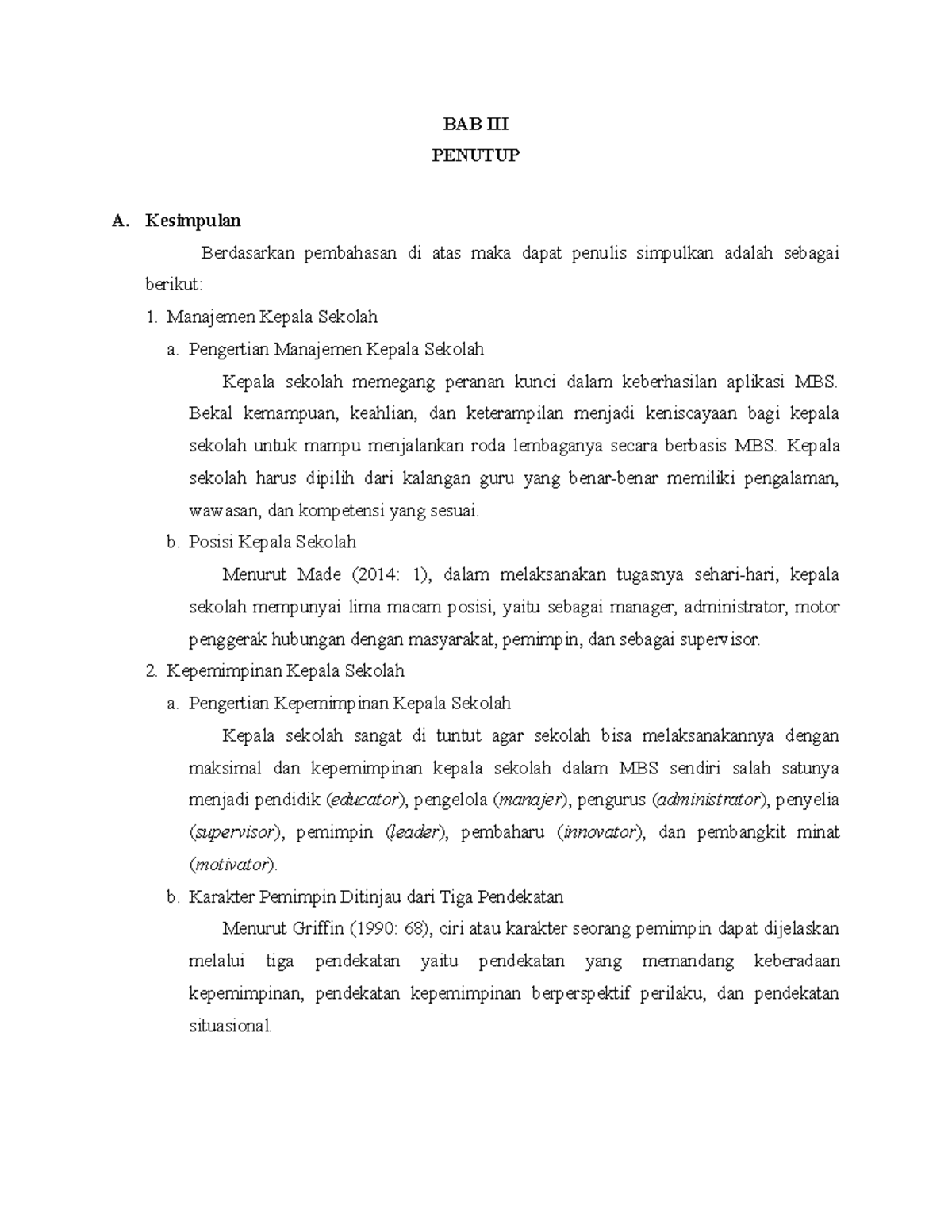 BAB III - dvhdf - BAB III PENUTUP A. Kesimpulan Berdasarkan pembahasan ...