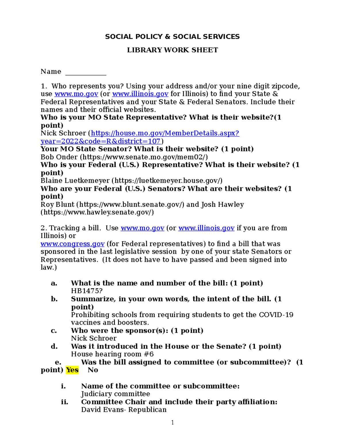 Library Assignment - SOCIAL POLICY & SOCIAL SERVICES LIBRARY WORK SHEET ...