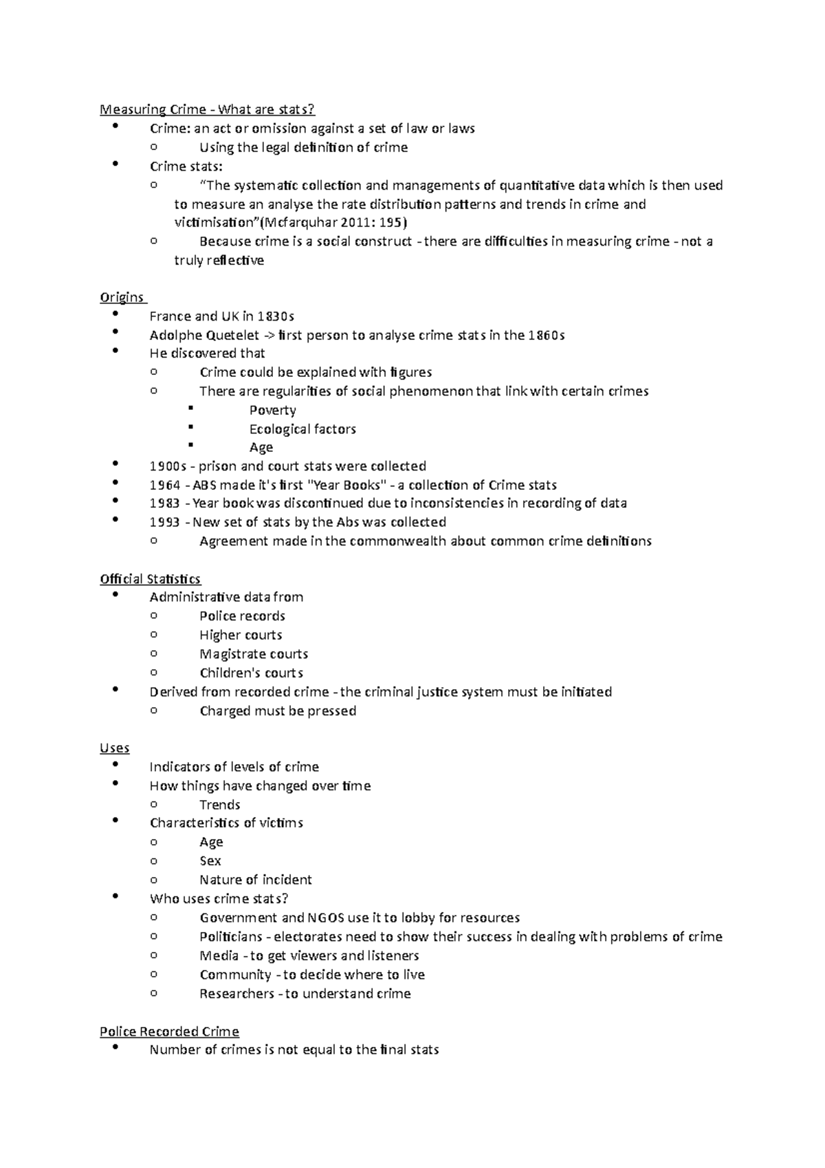 Measuring Crime Data - Lecture notes 2 - Measuring Crime - What are ...