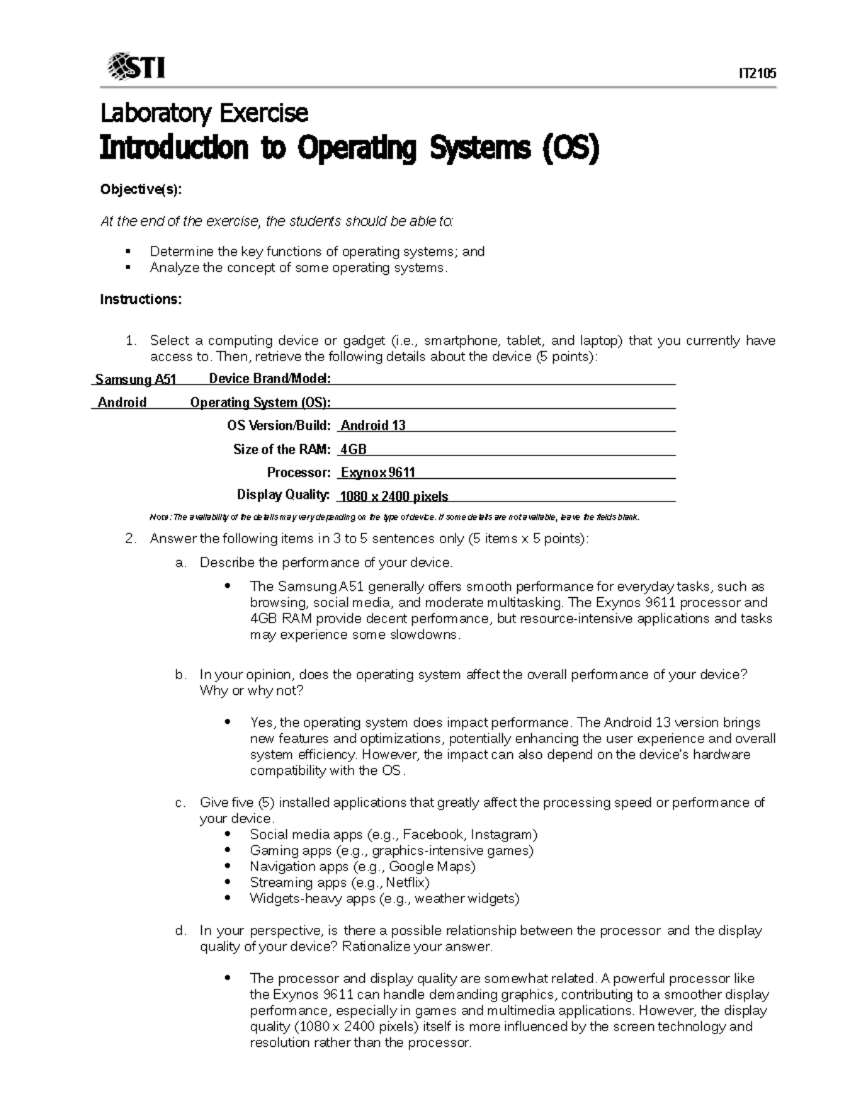 01 Laboratory Exercise 1 Sabanal Jervic John A - IT Laboratory Exercise ...