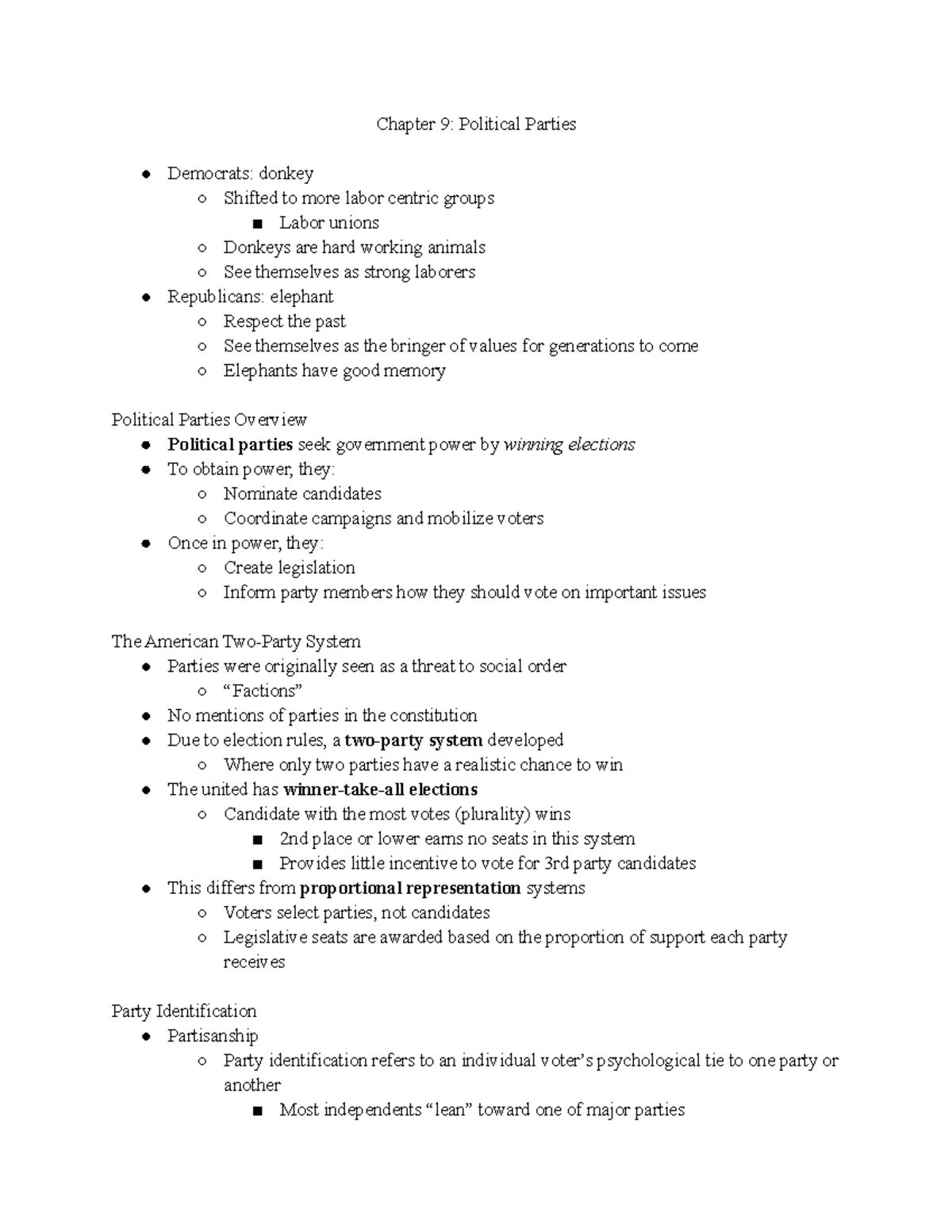 CH9 Political Parties - professor Steven Gonzales - Chapter 9 ...