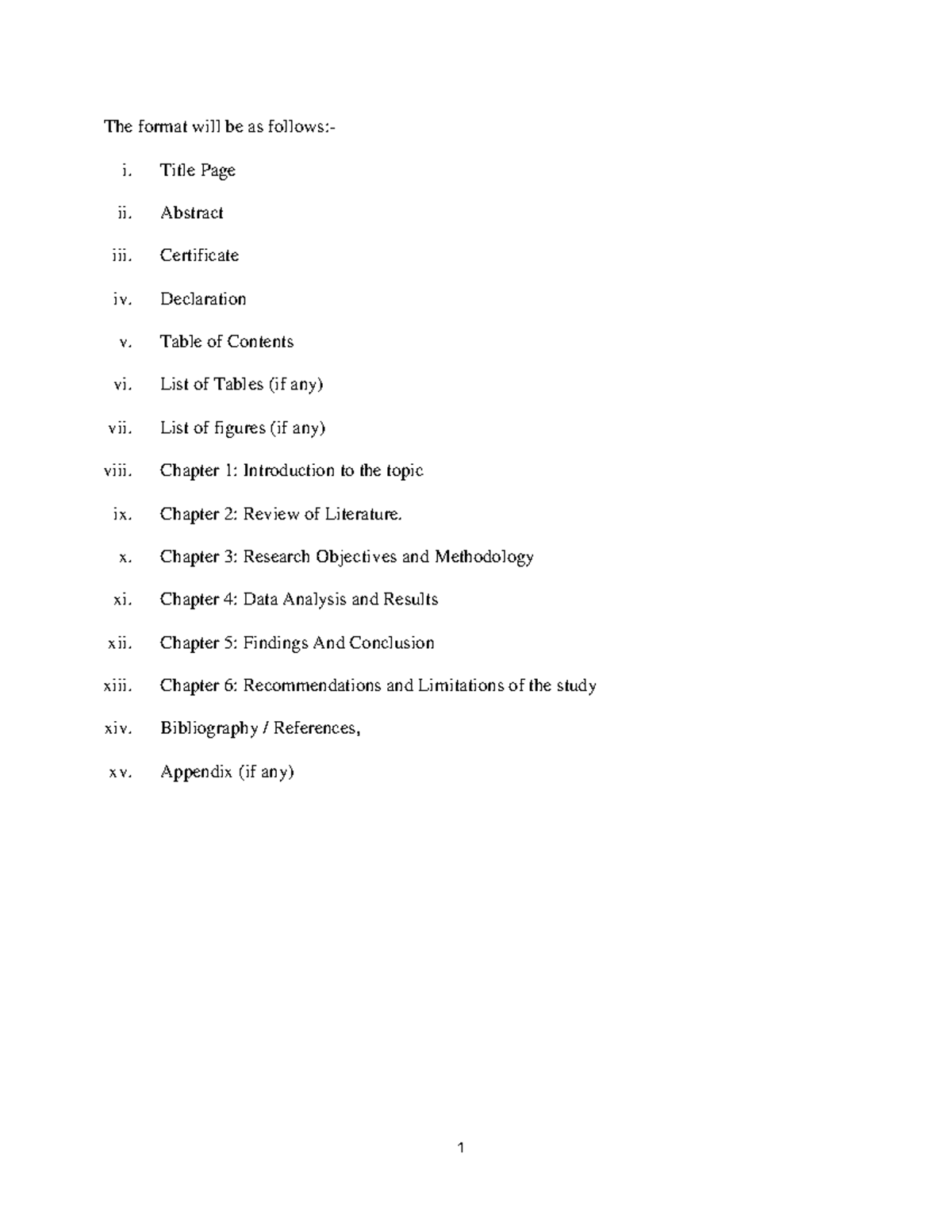 Minor Project Format - The format will be as follows:- i. Title Page ii ...