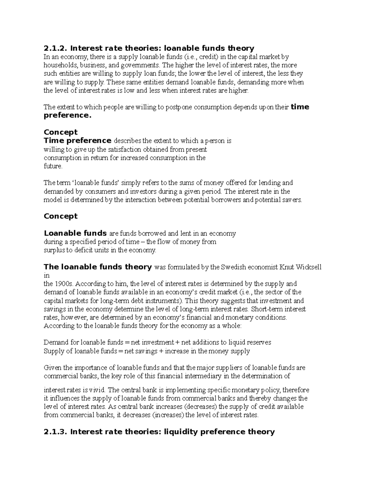 Interest rate theories: loanable funds theory - 2.1. Interest rate ...