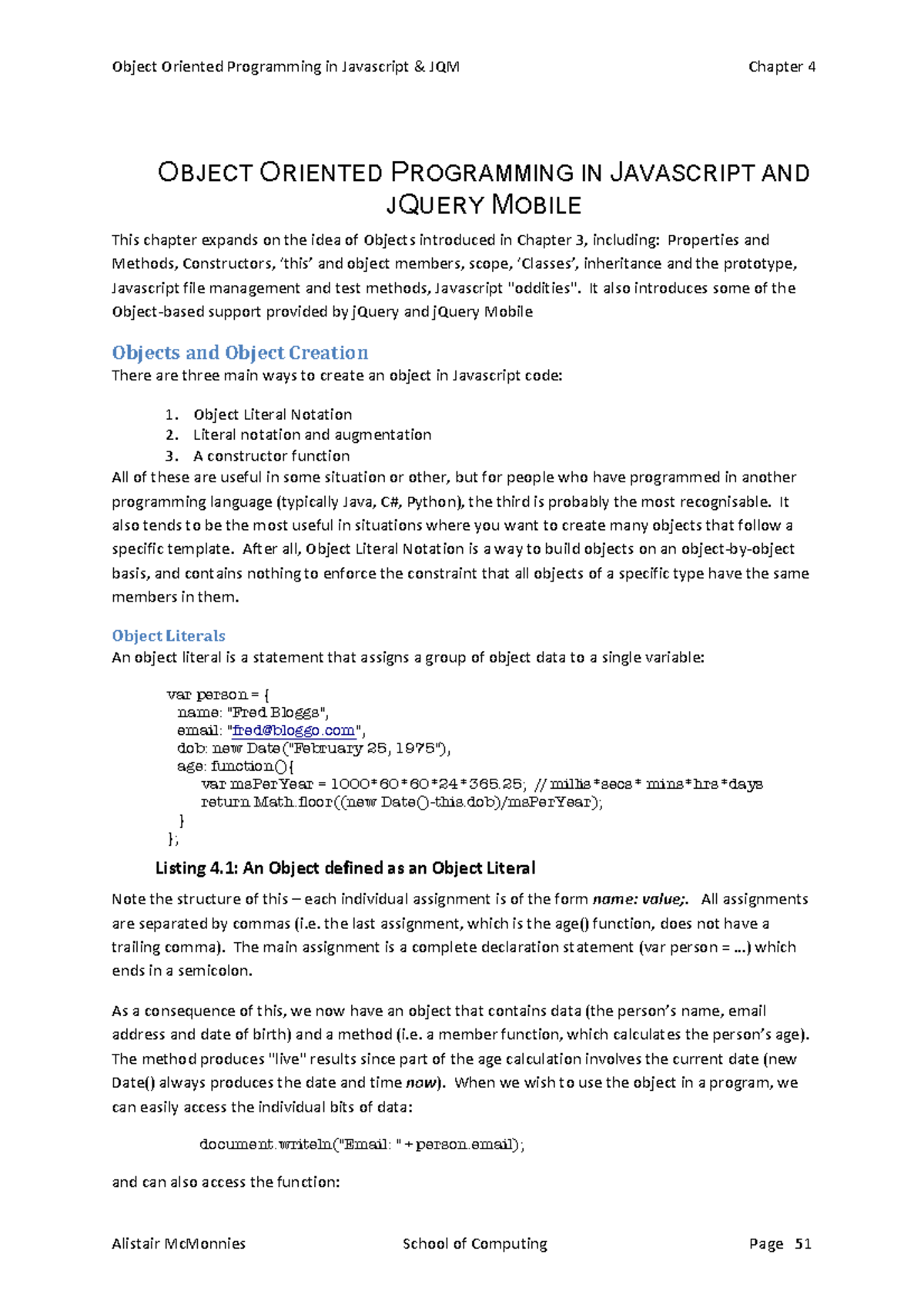 Chapter 4 - Lecture notes 4 - Object Oriented Programming in Javascript ...