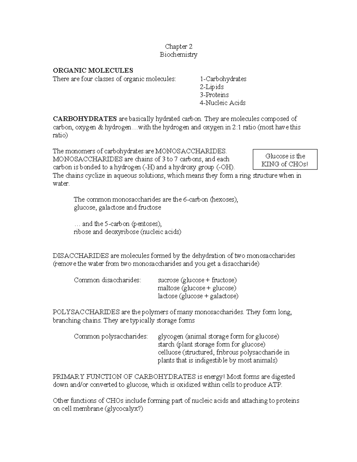 AP-2-Biochemistry - Biochemistry notes - Glucose is the KING of CHOs ...