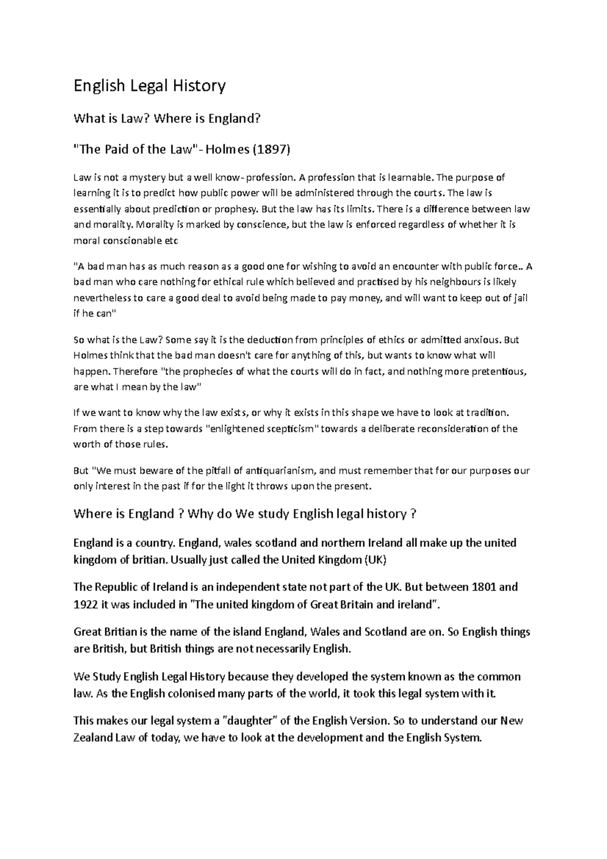 Comtutor notes English legal history - English Legal History What is ...