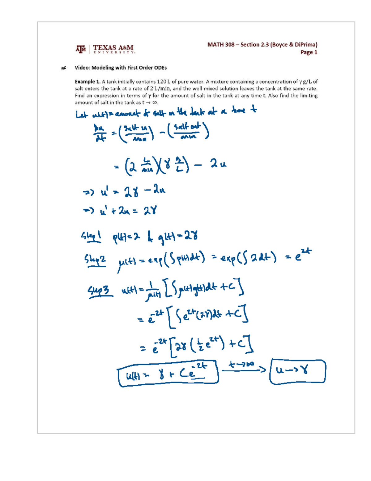Diff EQ - 2.3 Completed Section Notes (Boyce Di Prima) - MATH 308 - Studocu