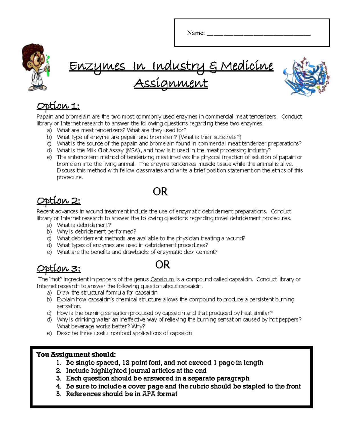 11b Enzymes in Industry Assignment - OR OR Enzymes In Industry ...