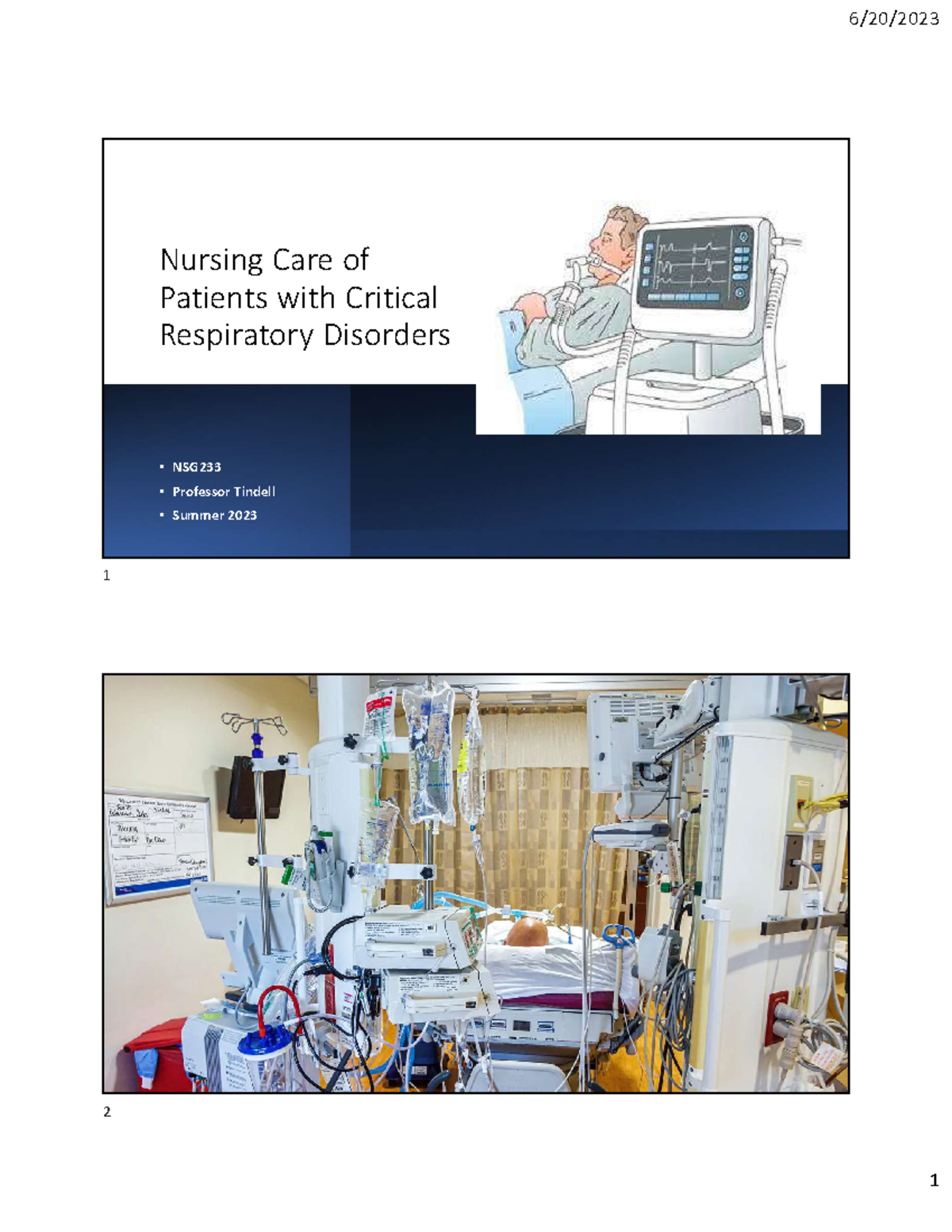 Student PPs Module 7 - lecture - Nursing Care of Patients with Critical ...