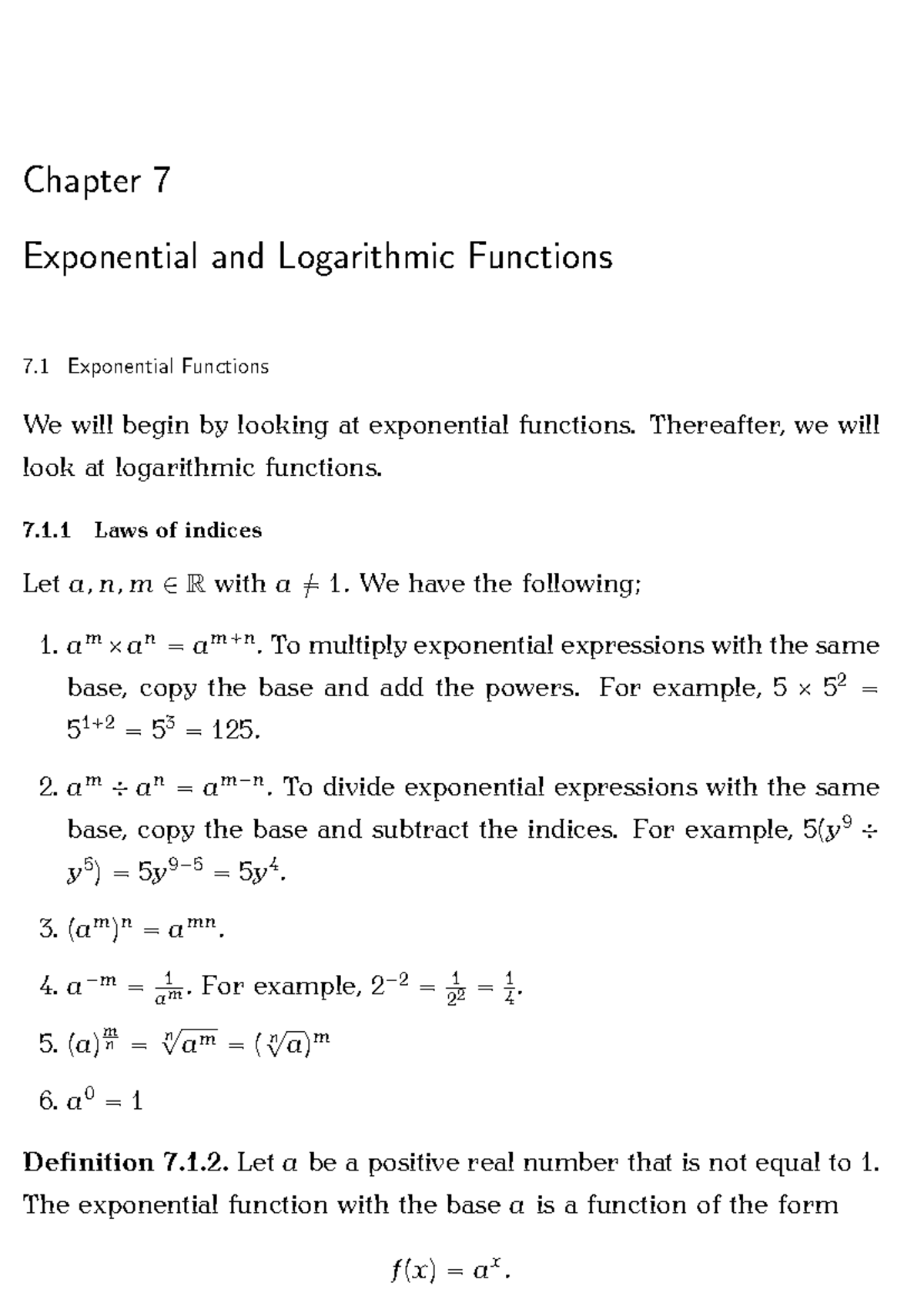 MAT1110 Chapter 7 064403 - Chapter 7 Exponential and Logarithmic ...