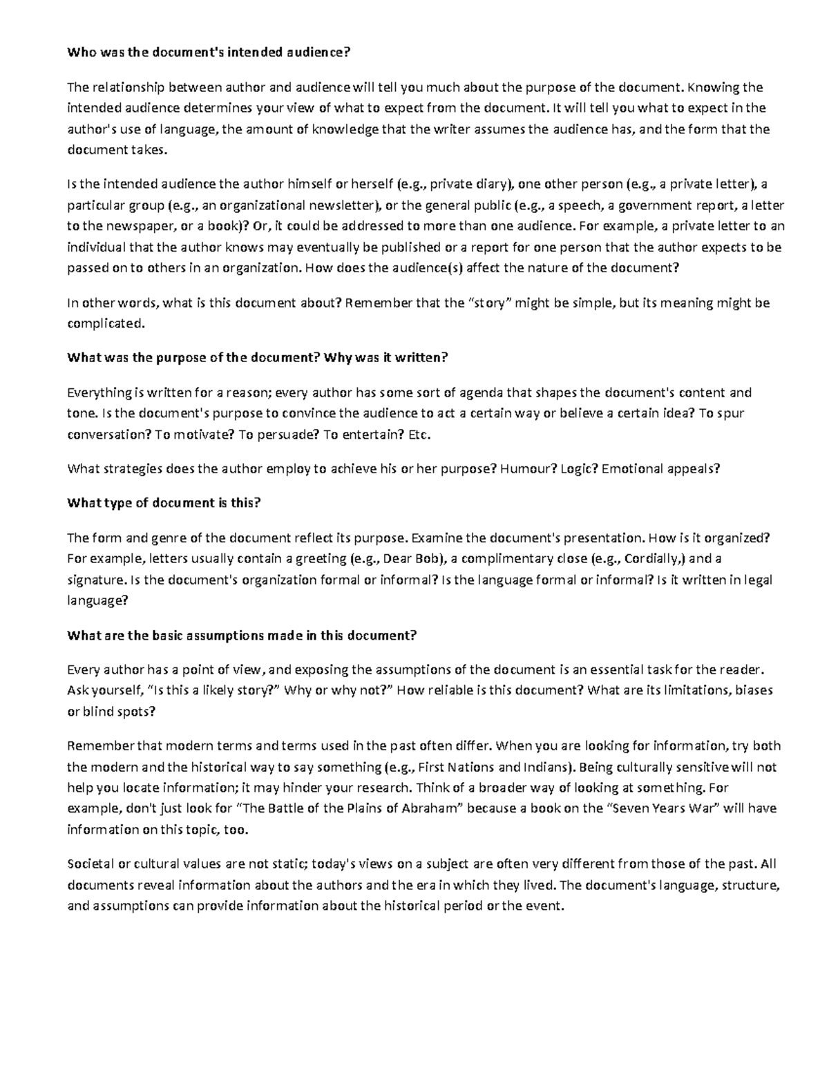 Primary-sources - Lecture notes 1 - Who was the document's intended ...