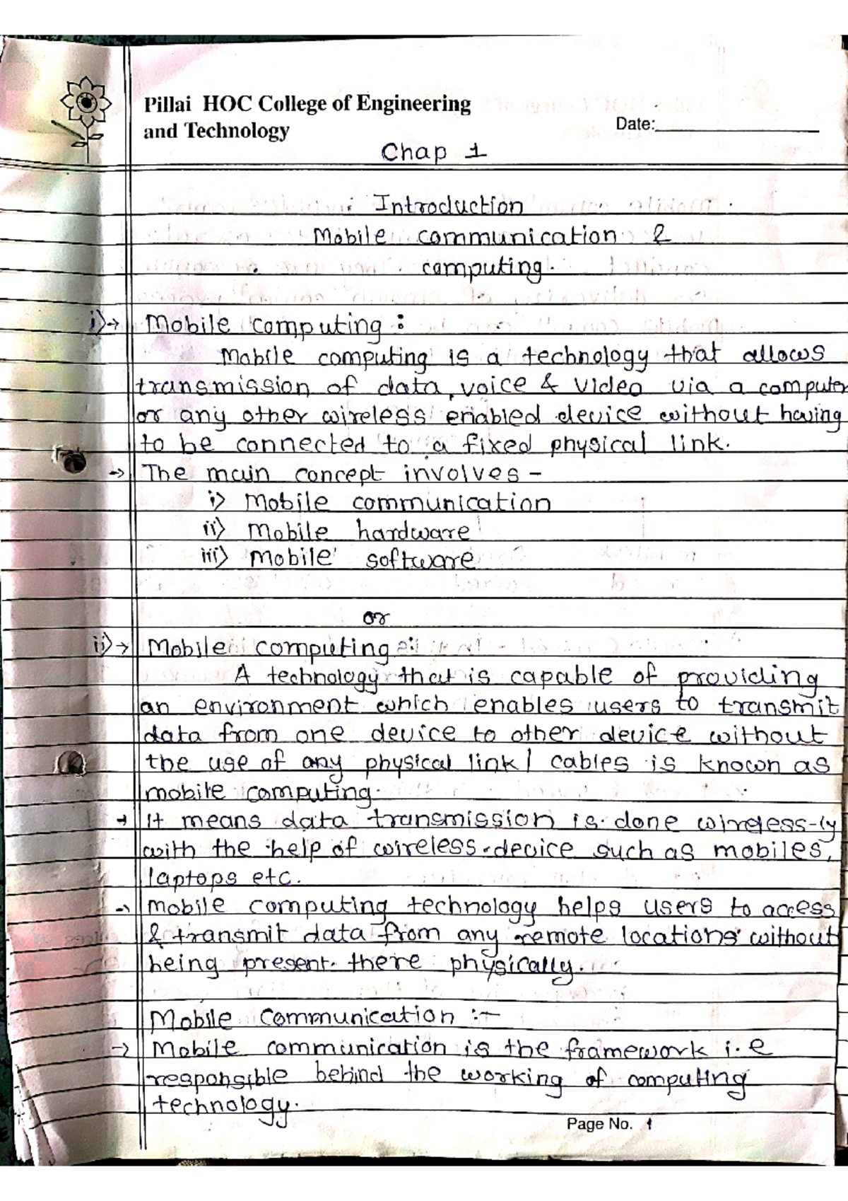 MC Ch-1 notes - Mobile Communication & Computing - Studocu
