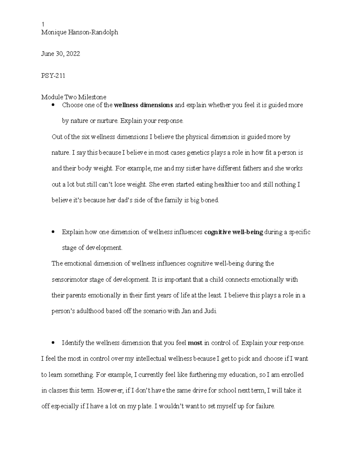 Module Two Milestone (WITH References) - Monique Hanson-Randolph June ...