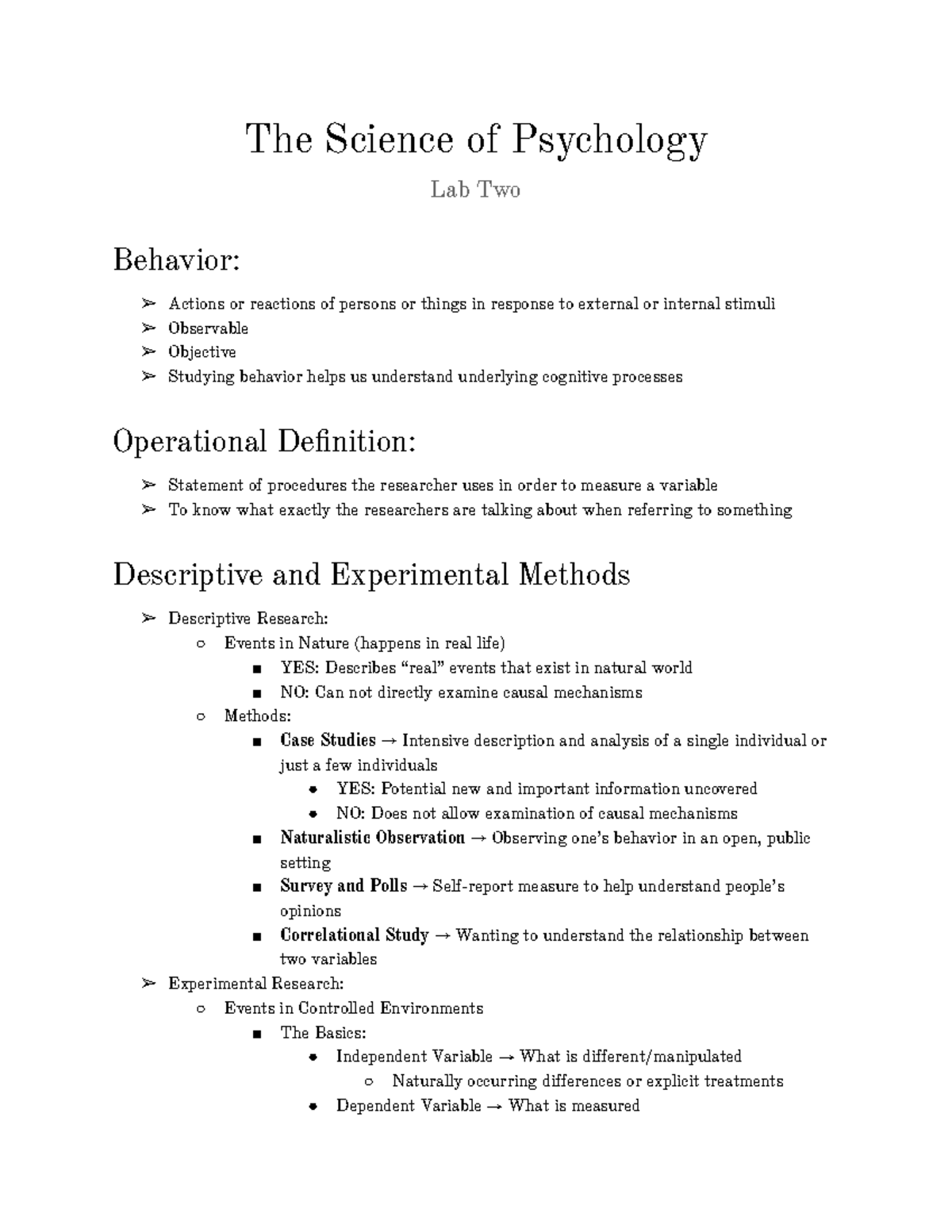 Lab Two - The Science of Psychology - The Science of Psychology Lab Two ...