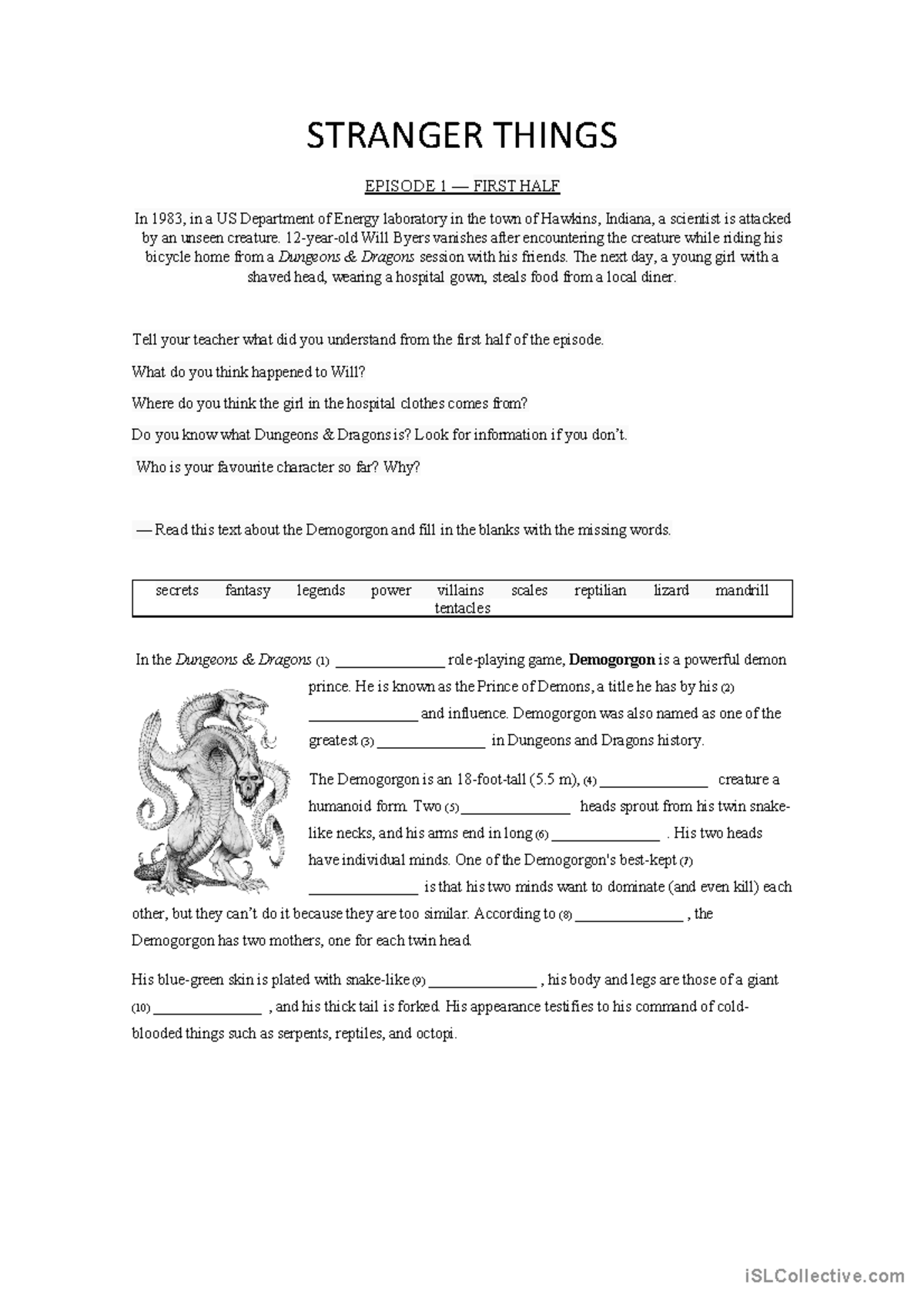 Stranger Things (TV Show) - Episode 1 Activities - STRANGER THINGS ...