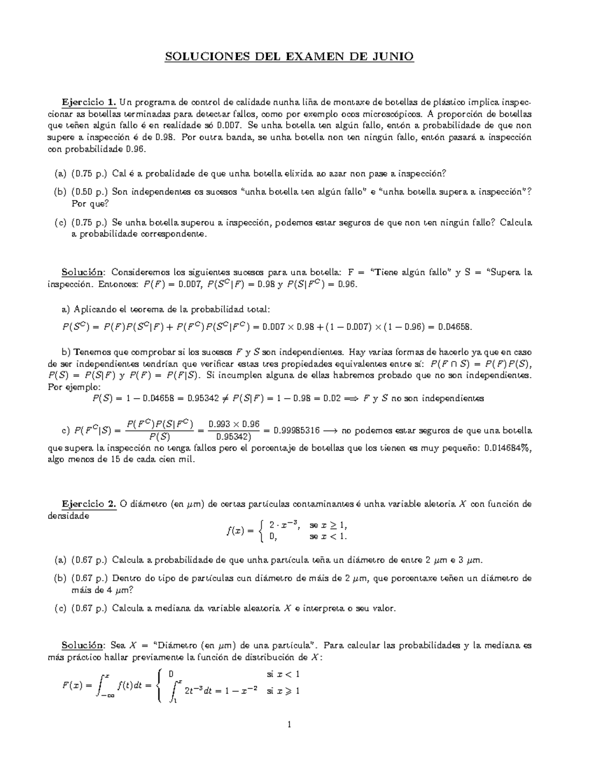 Soluciones-examen 19junio - SOLUCIONES DEL EXAMEN DE JUNIO Ejercicio 1. Un programa de control ...