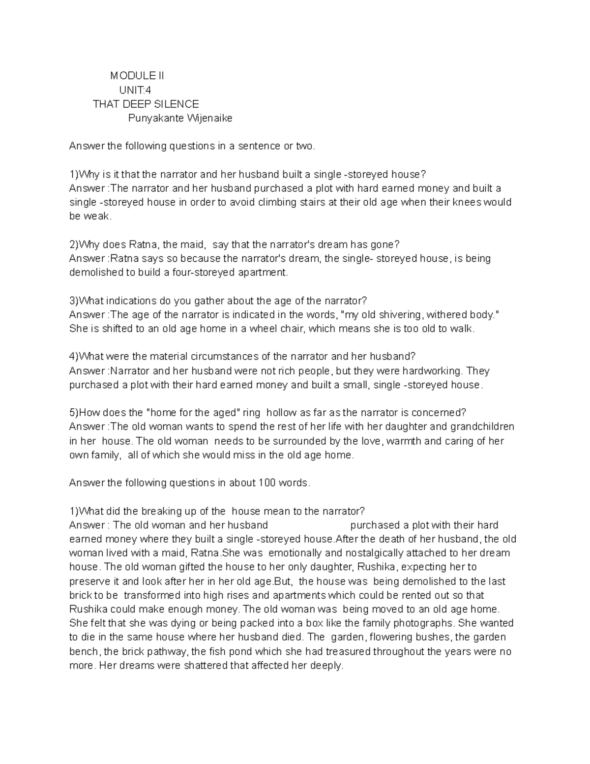 THAT DEEP Silence - Literature and/as identity - MODULE II UNIT: THAT ...