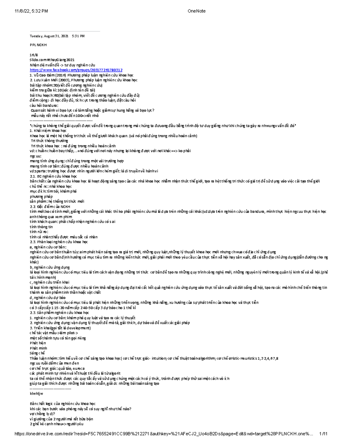 Phus Notebook Microsoft One Note Online - Tuesday, August 31, 2021 5:31 PM PPL NCKH 16/ Slido ...