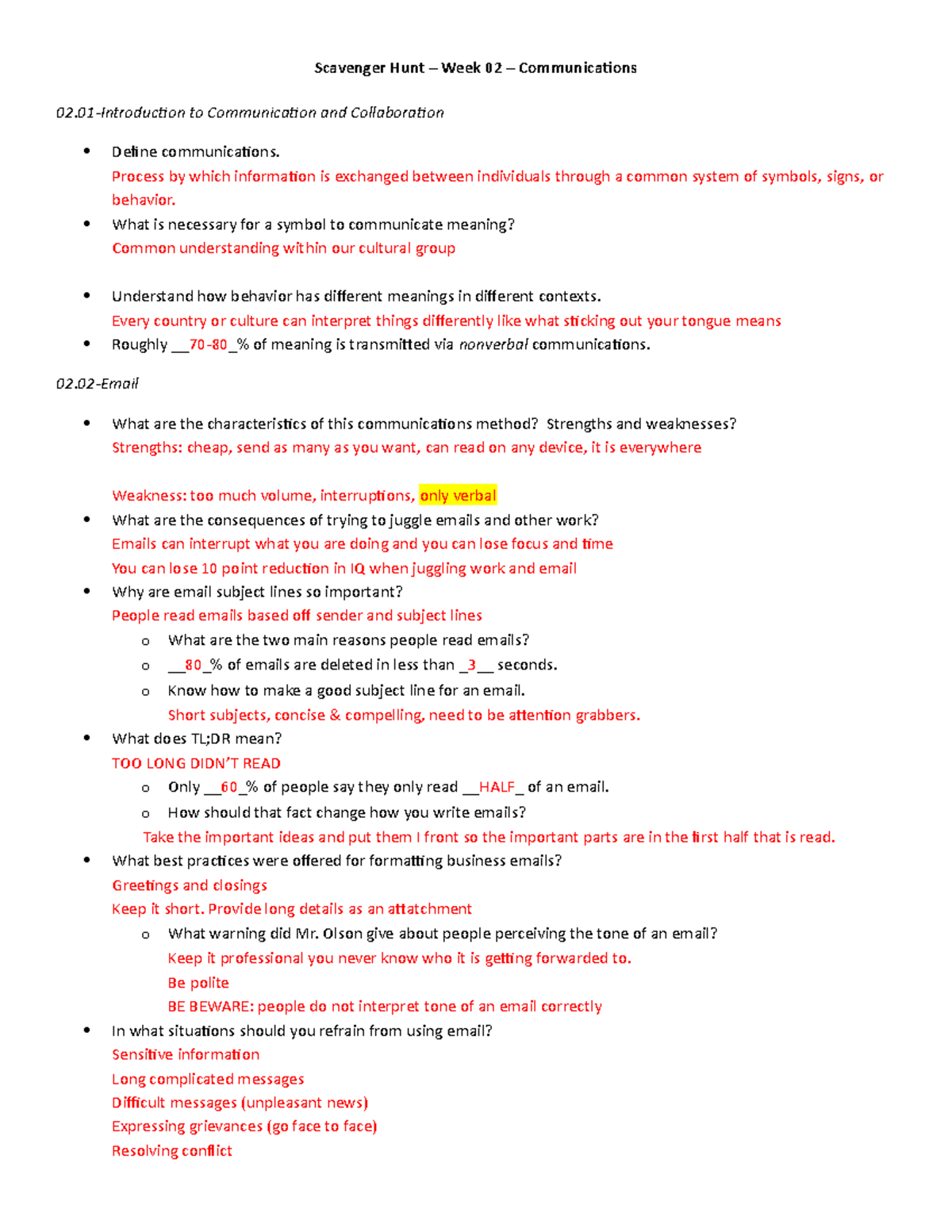 Scavenger Hunt 02-Communications Fall 2020 - Scavenger Hunt – Week 02 ...