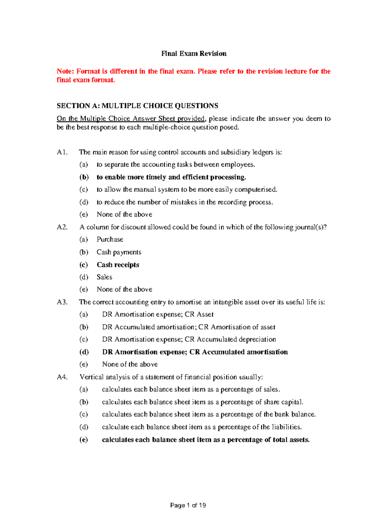 Final Exam 2018, questions and answers - Final Exam Revision Note ...