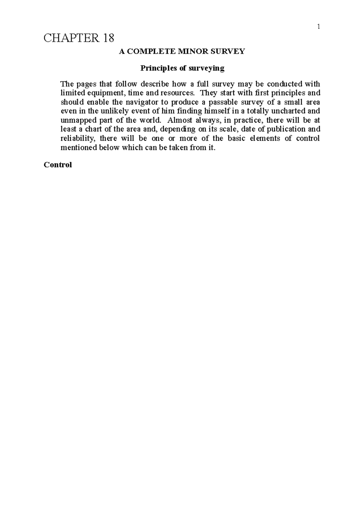 Chapter 18 A Complete Minor Survey - 1 CHAPTER 18 A COMPLETE MINOR ...