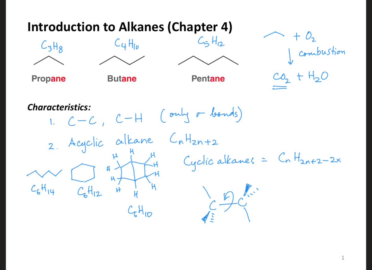 Alkanes - Part I (Filled) - Introduction to Alkanes (Chapter 4) C3Hg ...