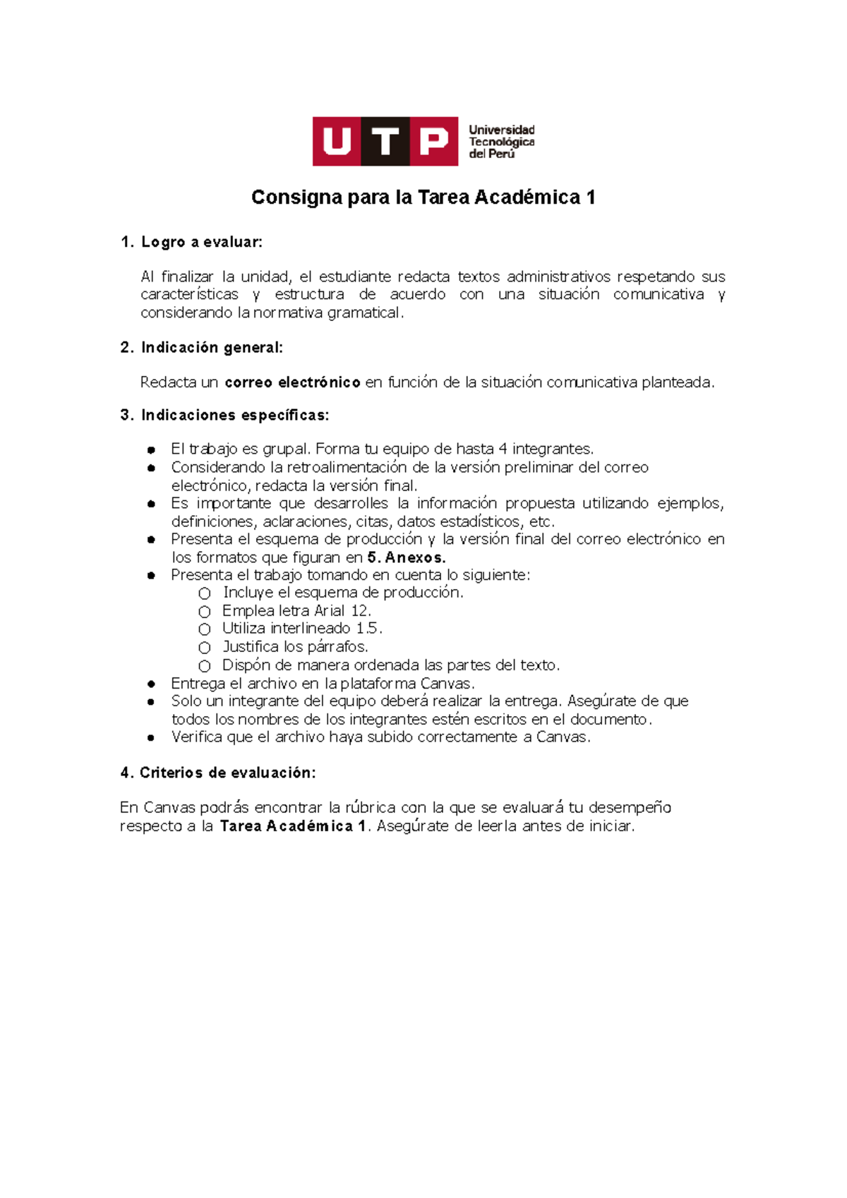 GC N04I Consigna TA 1 22C2A - Consigna para la Tarea Académica 1 1. Logro a evaluar: Al ...