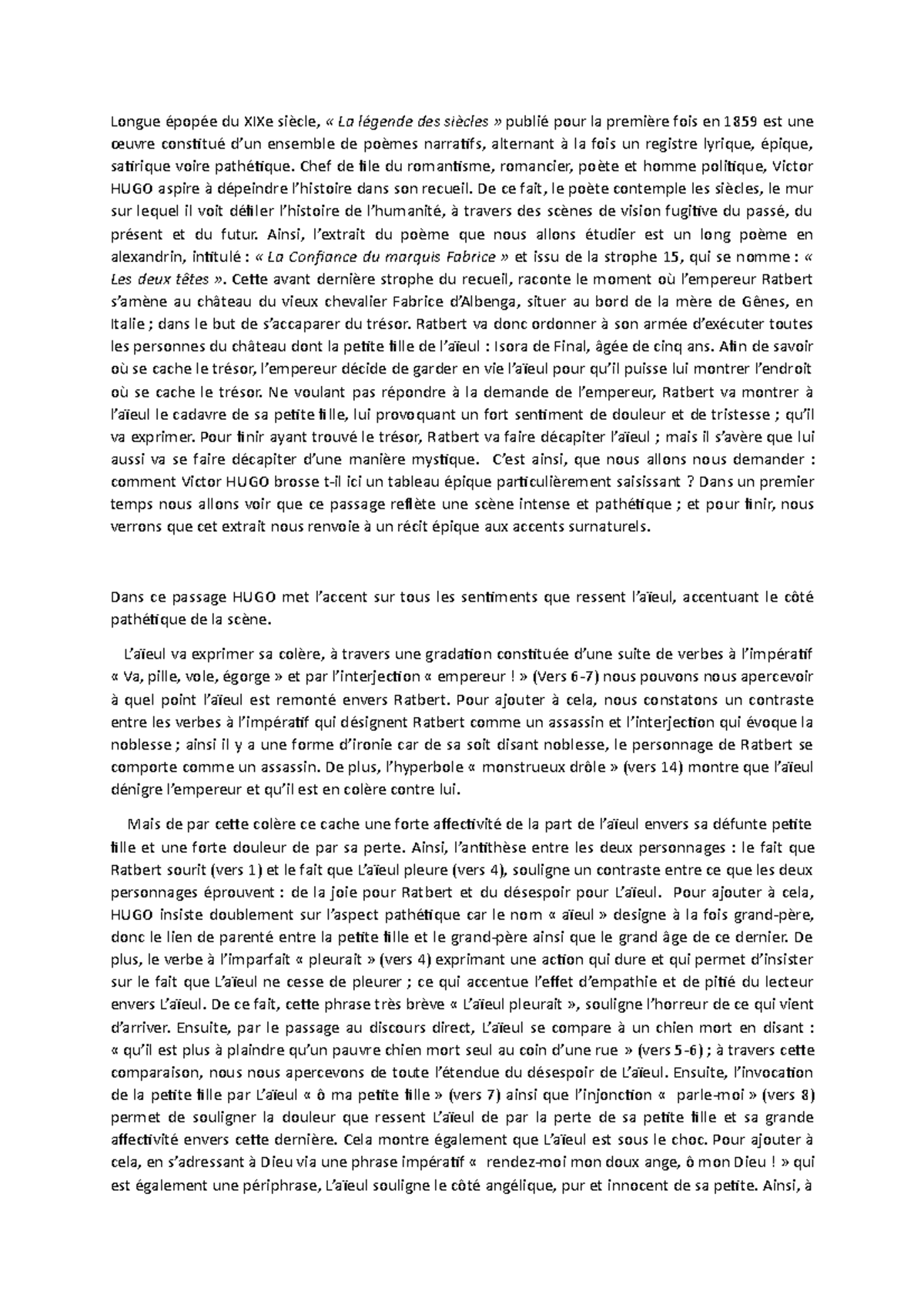 Commentaire Les deux têtes Victor HUGO - Longue épopée du XIXe siècle ...