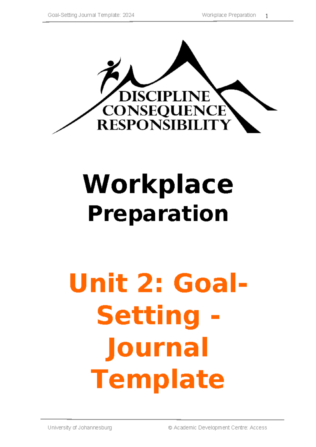 Goal Setting Journal Template 2024 - Workplace Preparation Unit 2: Goal ...