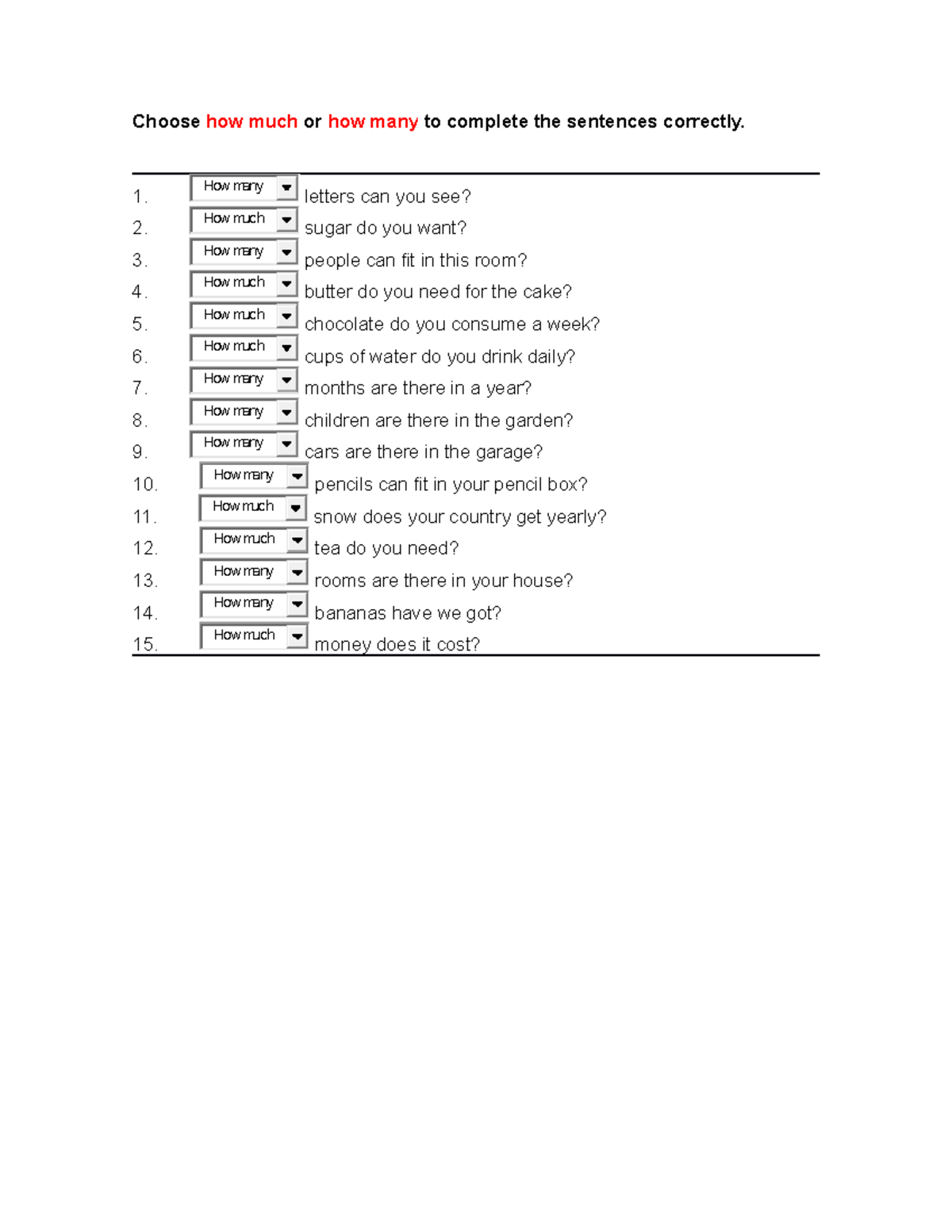 How much (1) - es administrativo - Choose how much or how many to ...