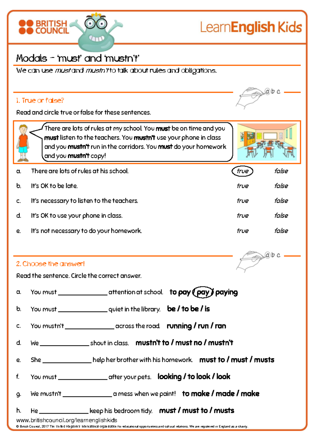 Must and mustnt worksheet - britishcouncil/learnenglishkids © British ...