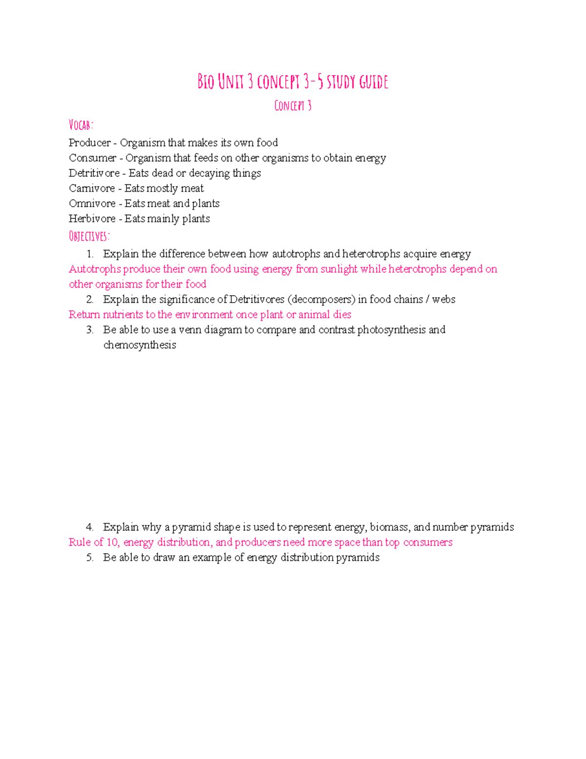 Bio Unit 3 concept 3-5 study guide - Explain the difference between how ...