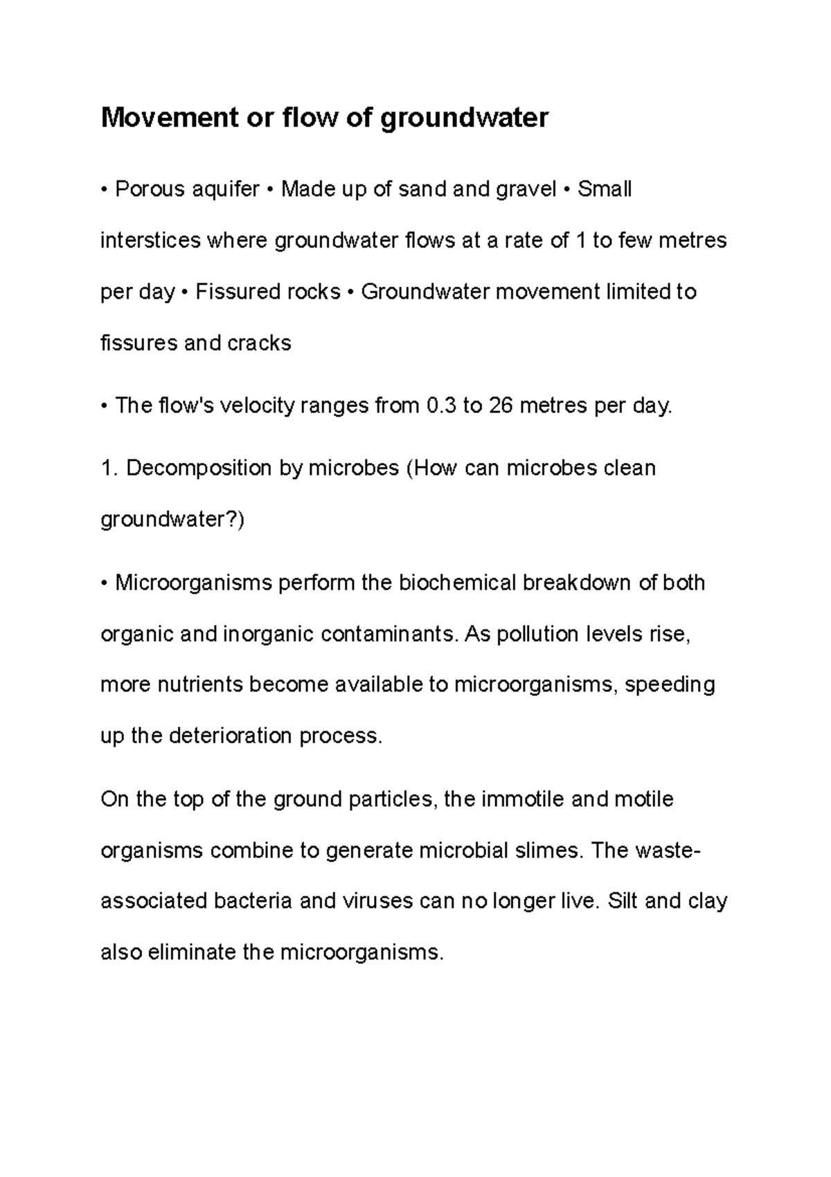 Movement or flow of groundwater - Movement or flow of groundwater ...