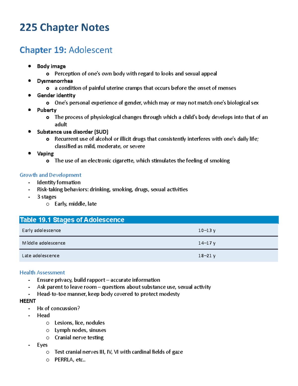 Chapter 19 Notes, Tagher's Nursing care of children - 225 Chapter Notes ...