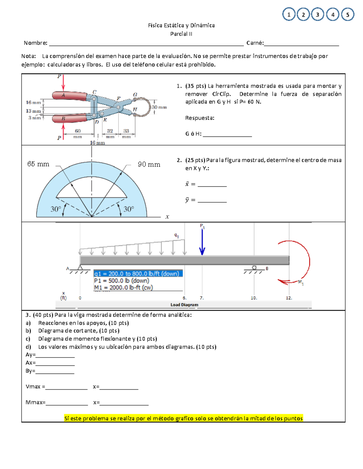 parcial estatica - Warning: TT: undefined function: 32 Física Estática y Dinámica Parcial II ...