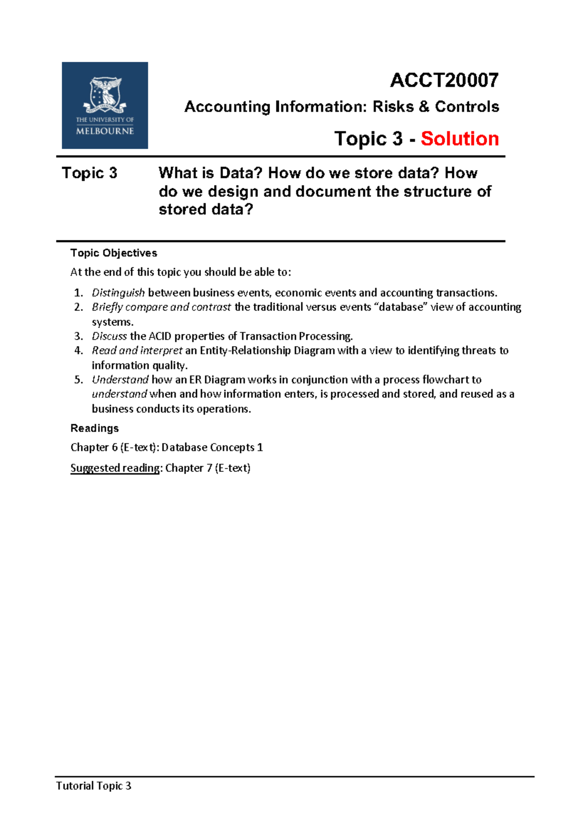 Tute 3 Topic 3 - Suggested Solution - Warning: TT: undefined function: 32 Warning: TT: undefined ...