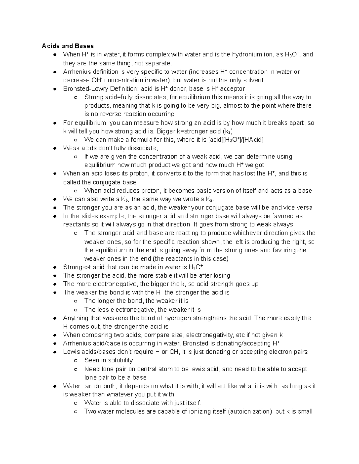 Chem Unit 15 - Chem unit 15 notes (acids and bases) from slides and ...
