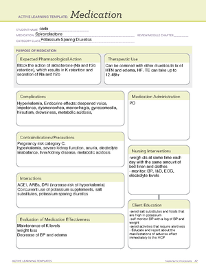 Furosemide - ati - ACTIVE LEARNING TEMPLATES THERAPEUTIC PROCEDURE A ...